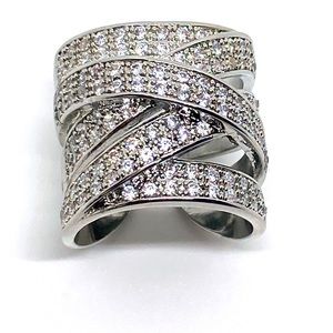 Jewelry | Wide Band Diamond Sterling Silver Statement Ring | Poshmark